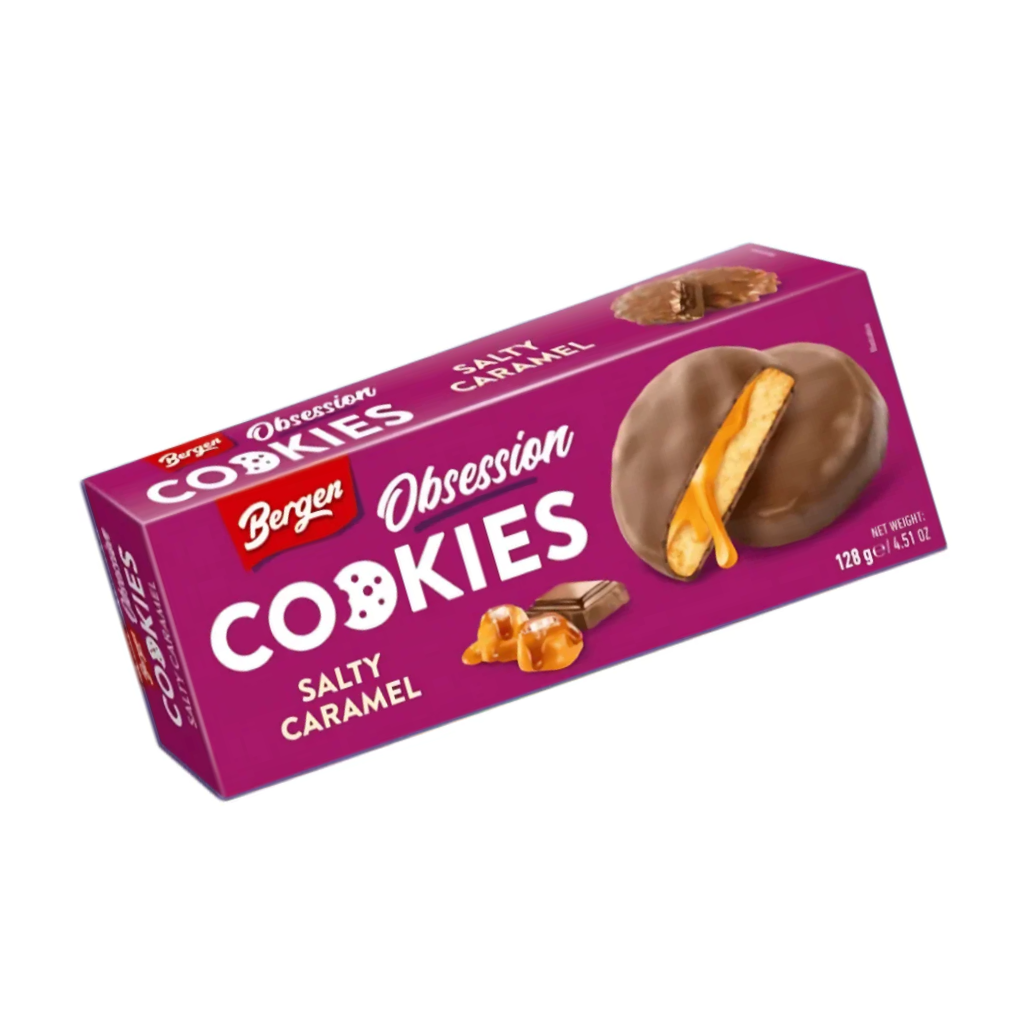 Bergen Obsession Salty Caramel Cookies 128g x 18 – Nordic Engros