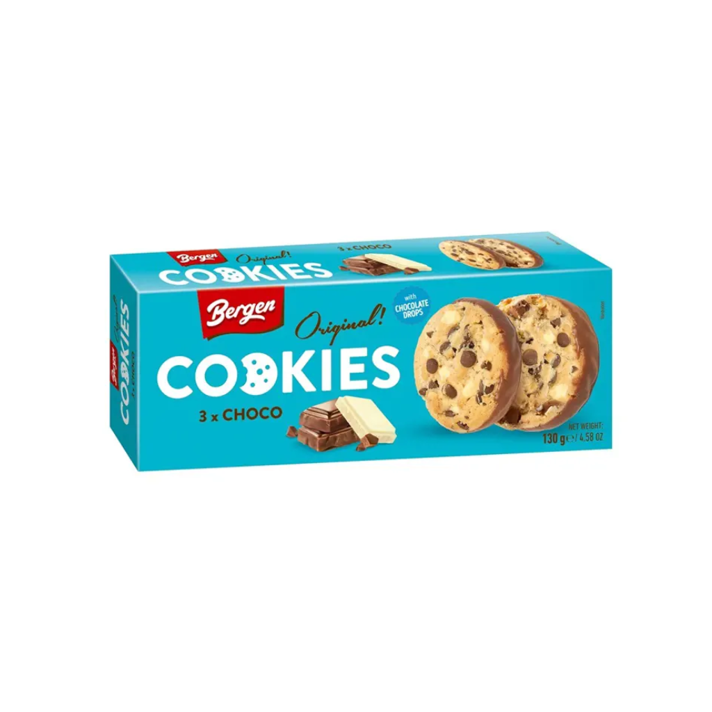 Bergen Triple Chocolate Cookies 130g x 18 – Nordic Engros