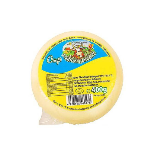 Rodnaja Derewnja Uluguni Round Cheese 45% Fett 400g x 12 – Nordic Engros