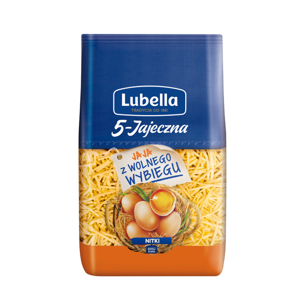 447 Lubella 5 eggs pasta Little noodles (Nitki) 12x400g – Nordic Engros